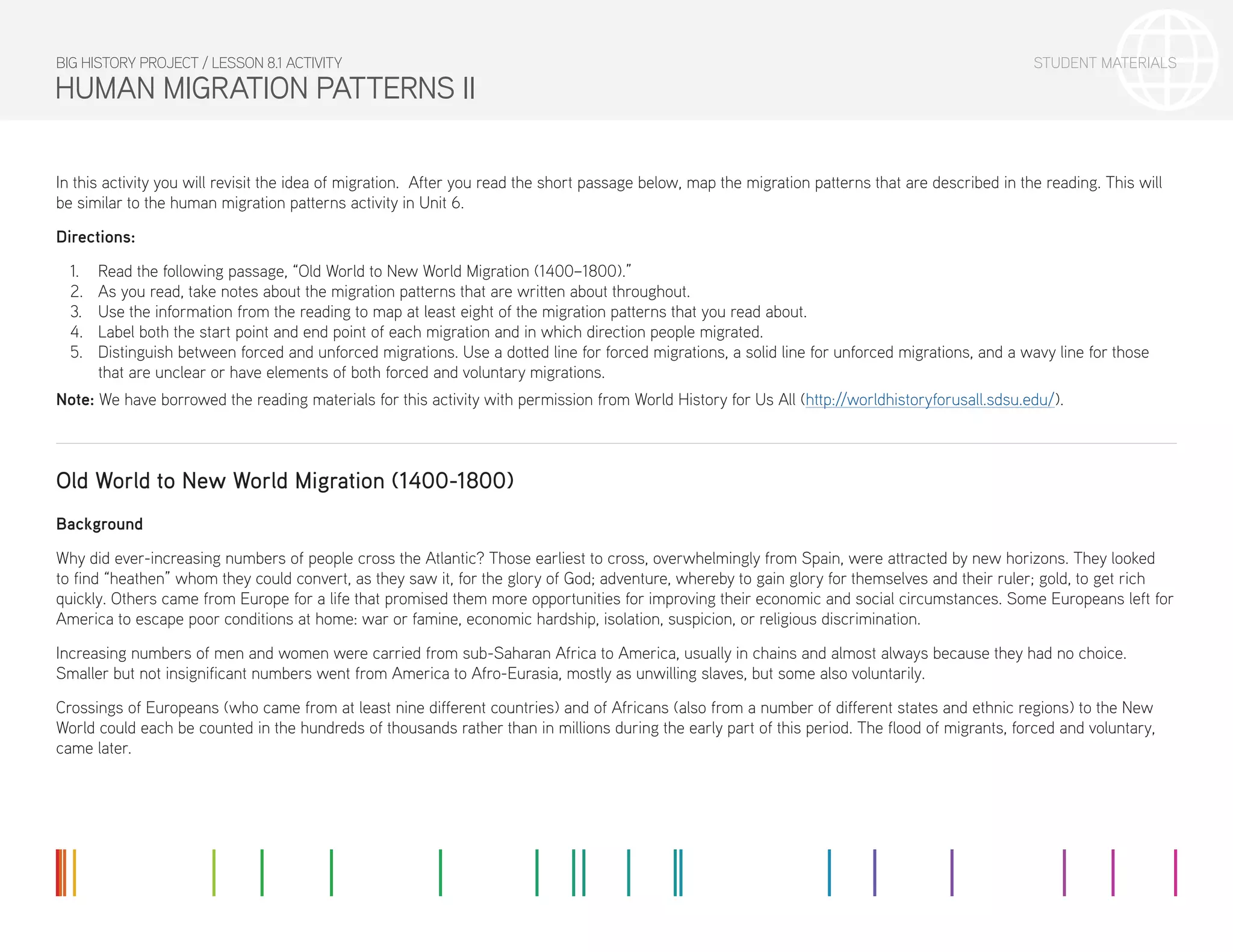 Lesson 8.1 Activity: Human Migration Patterns II | PPT