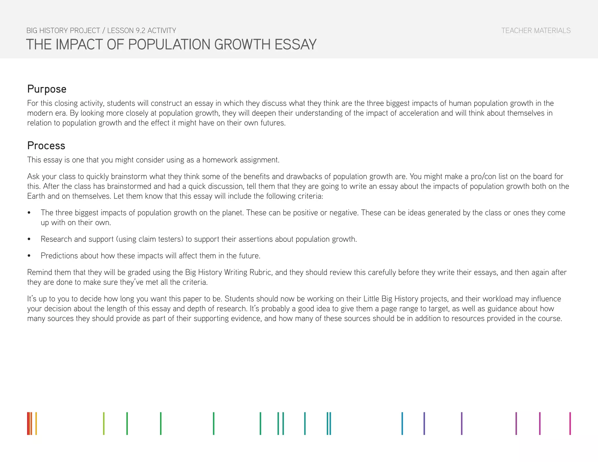 Lesson 9.2 Activity: The Impact of Population Growth Essay | PDF