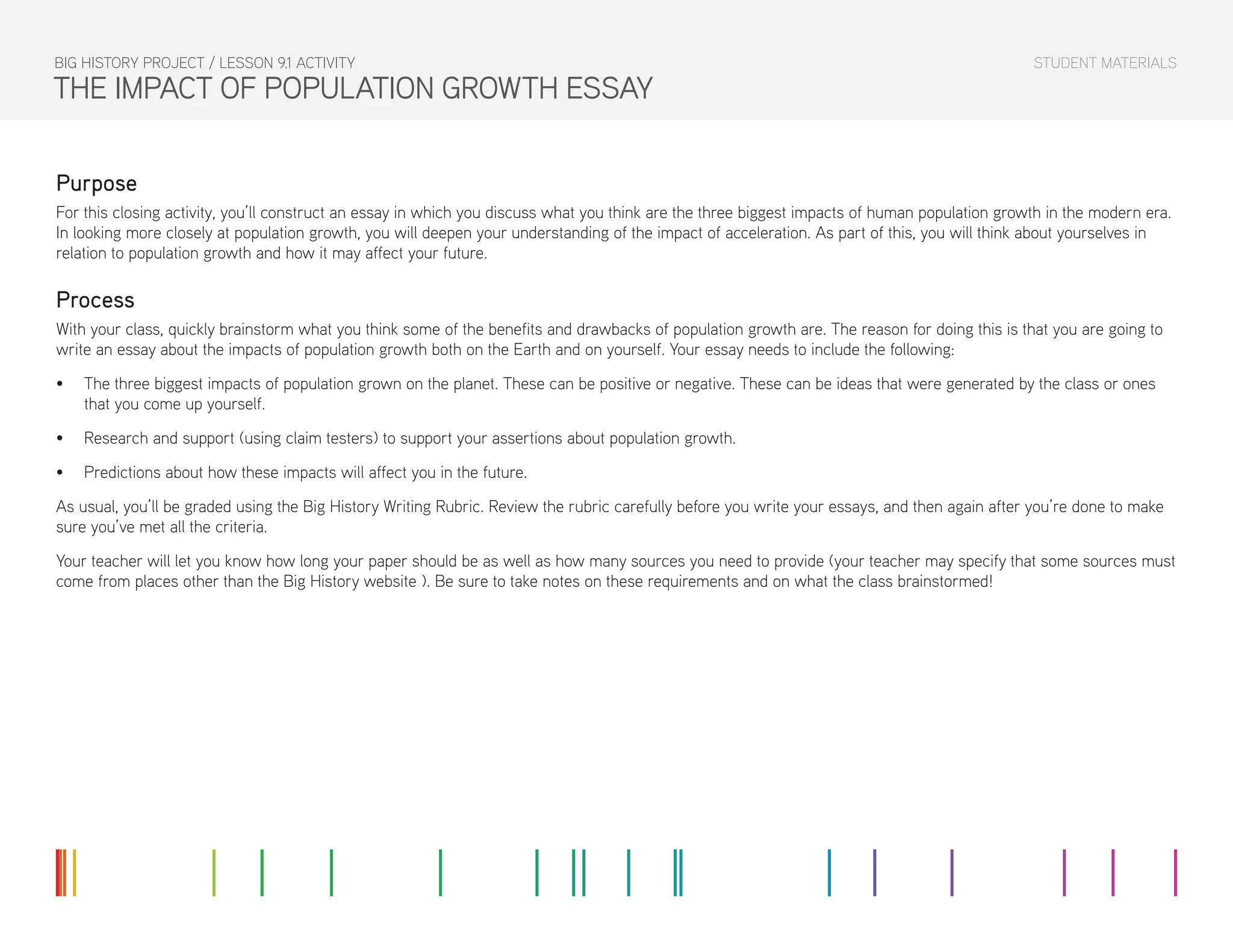 Lesson 9.2 Activity: The Impact of Population Growth Essay | PDF