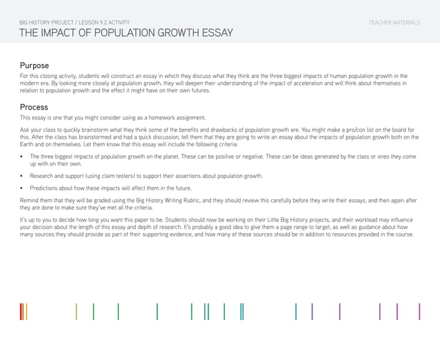 Lesson 9.2 Activity: The Impact of Population Growth Essay | PDF
