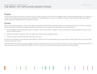 Lesson 9.2 Activity: The Impact of Population Growth Essay | PDF