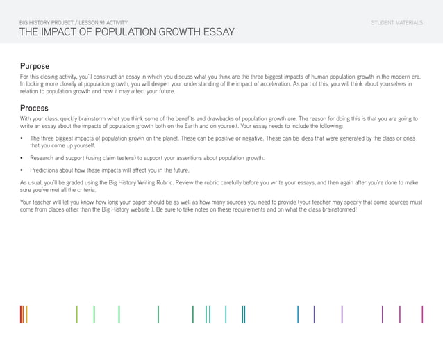 Lesson 9.2 Activity: The Impact of Population Growth Essay | PDF