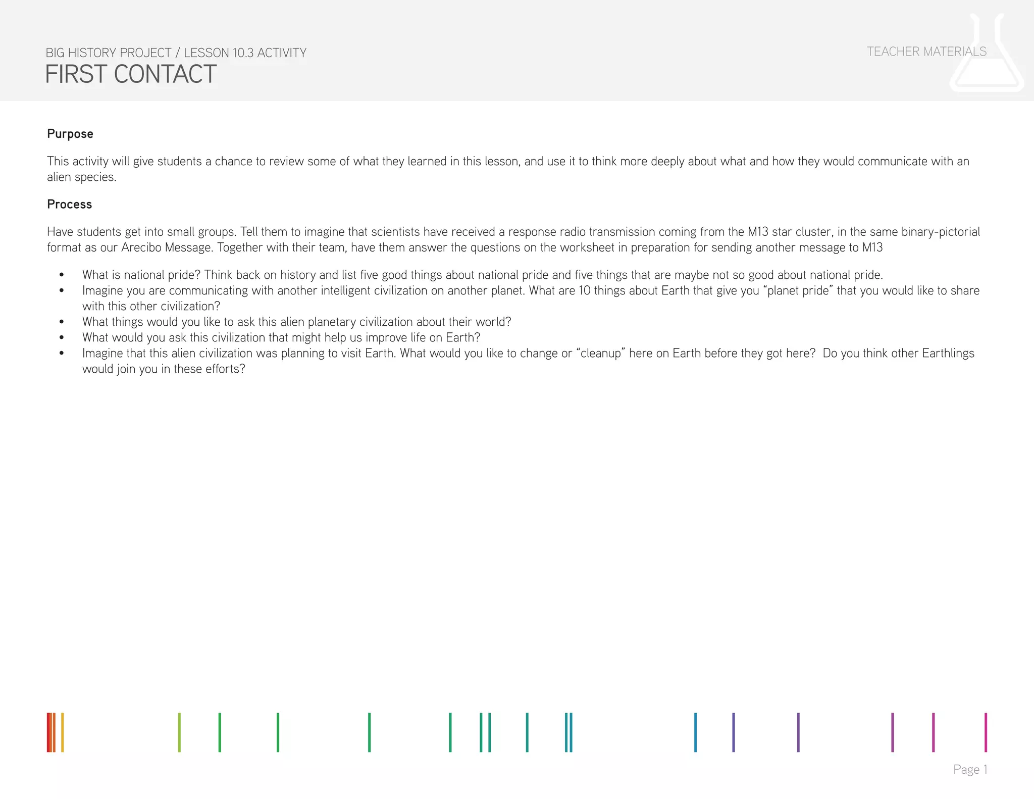 Lesson 10.3 Activity: First Contact | PPT