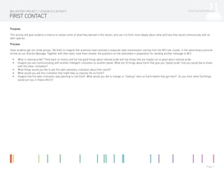 Lesson 10.3 Activity: First Contact | PPT
