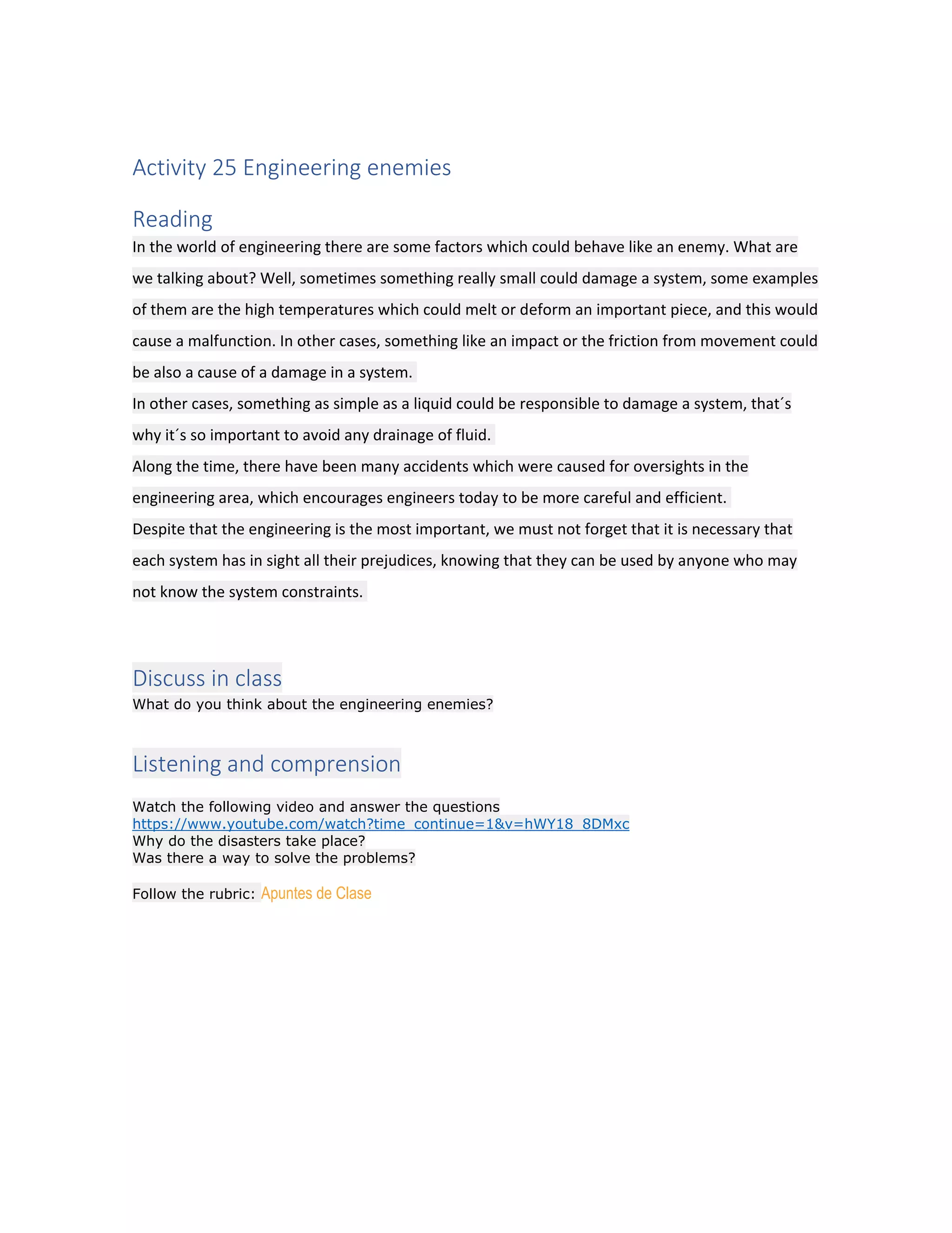 Activity 25 engineering enemies | PDF