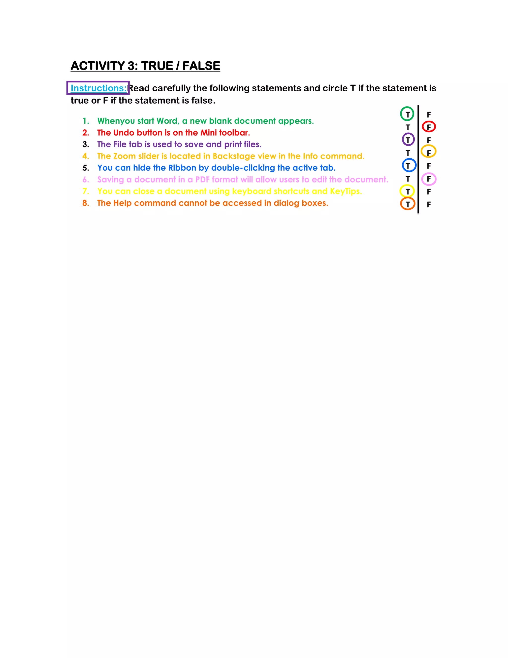 True or False Activity 3 | DOCX