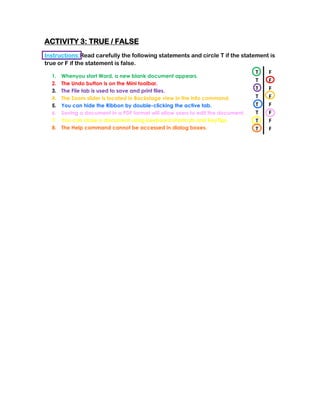 True or False Activity 3 | DOCX