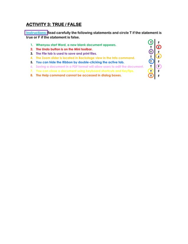 True or False Activity 3 | DOCX