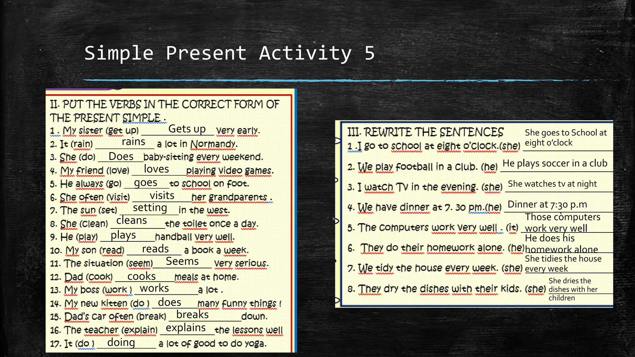 Activity 5 Present simple simple simple simple | PPT