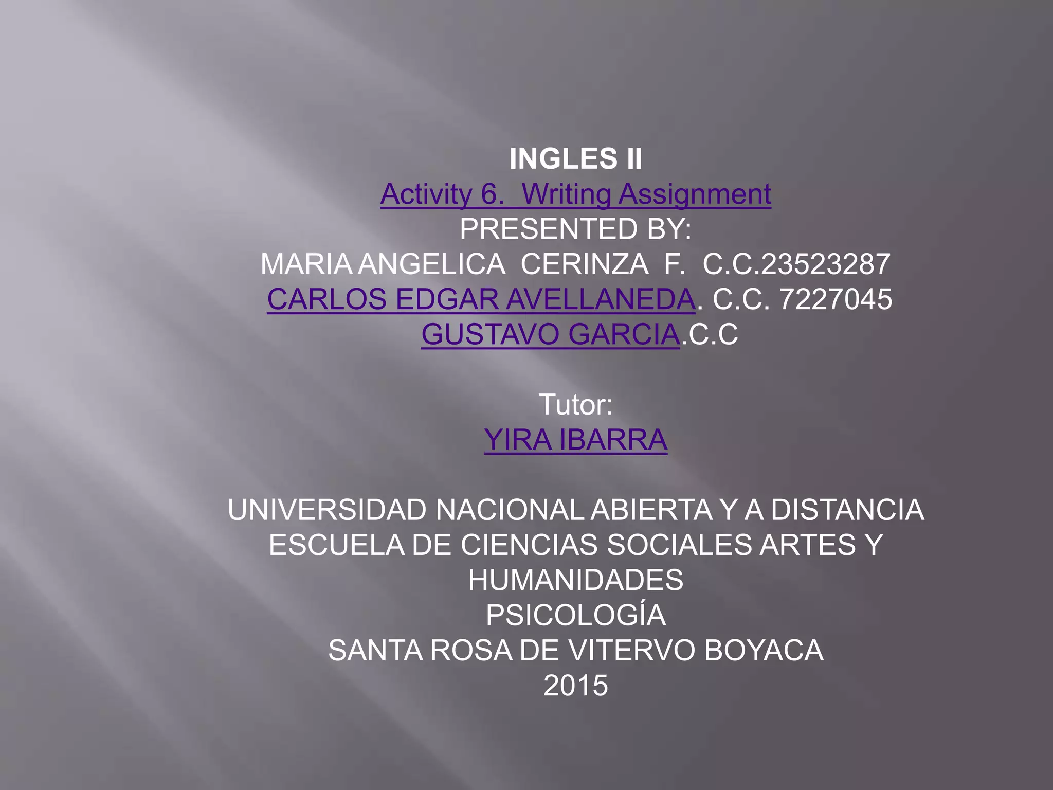 Activity 6. writing assignment | PPT