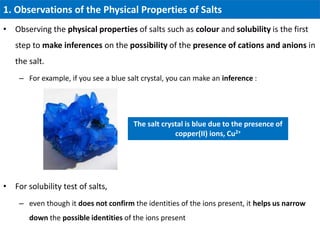 Activity 6.7 Investigate the colour of the salts and their solubility ...