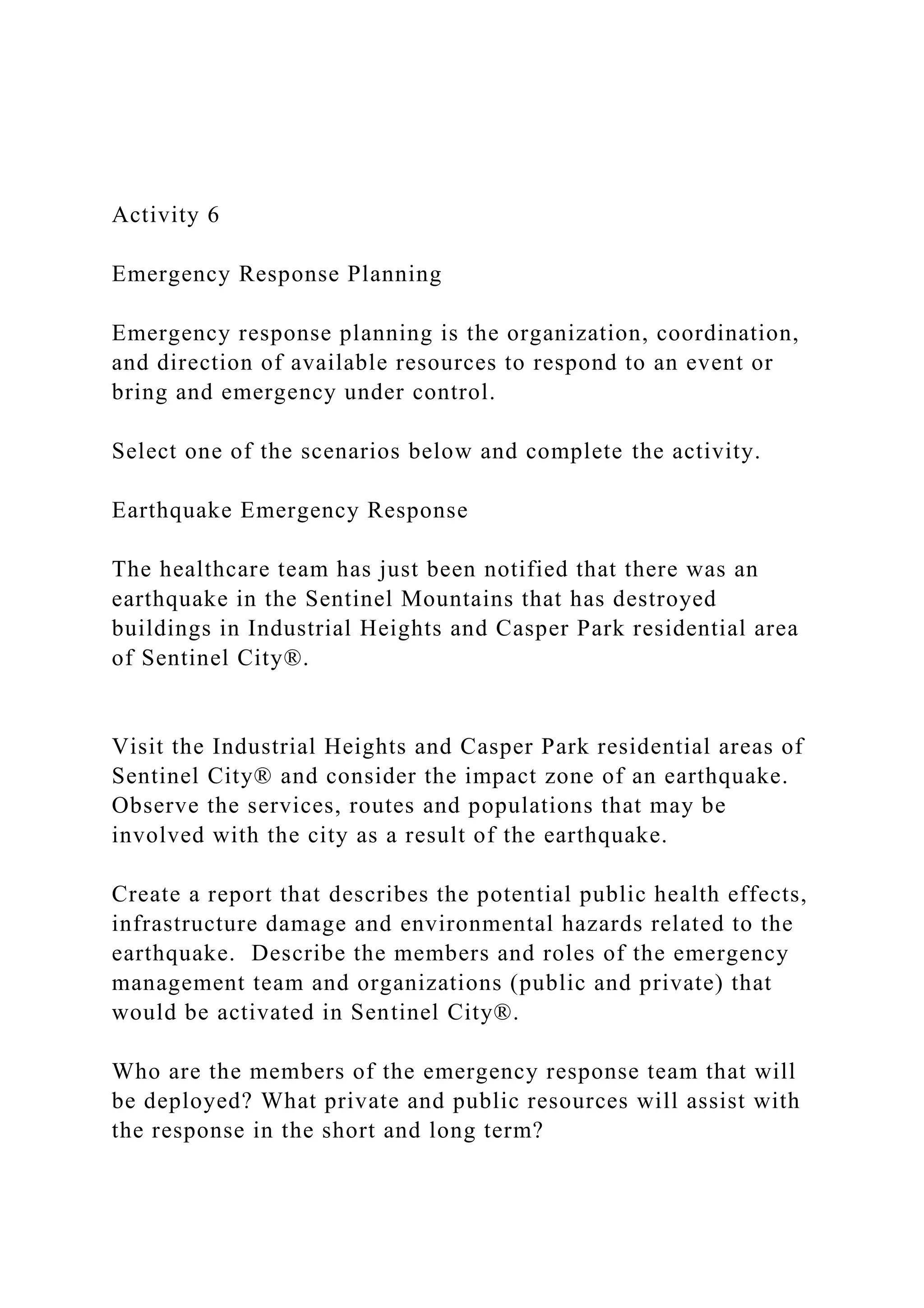 Activity 6Emergency Response Planning Emergency response.docx