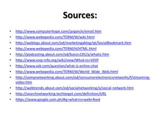 COMMON ONLINE TERMINOLOGIES | PPTX | Web Design and HTML | Internet