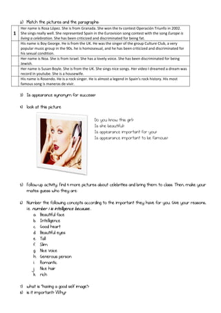 Activity about self image | PDF