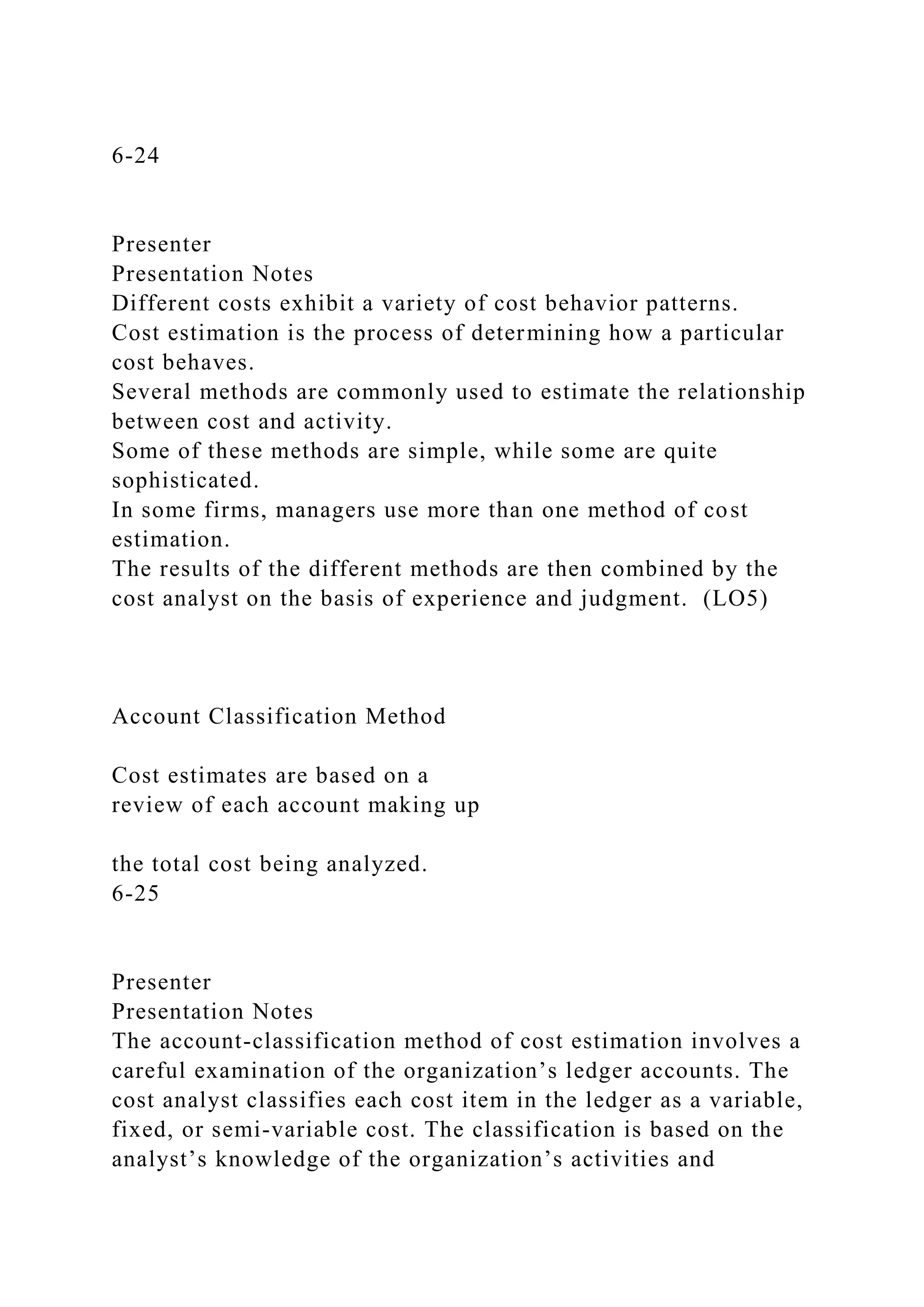 Activity Analysis, Cost Behavior, and Cost Estimation .docx