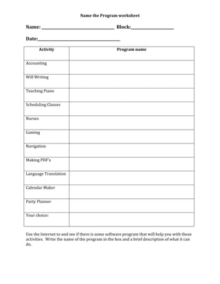 Activity and program research | PDF