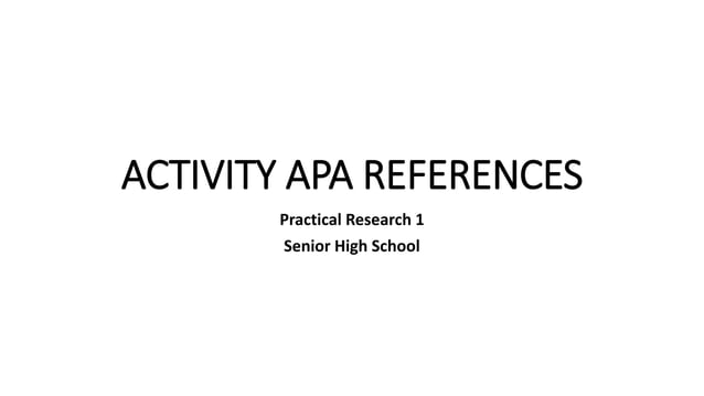 Activity apa references | PPT