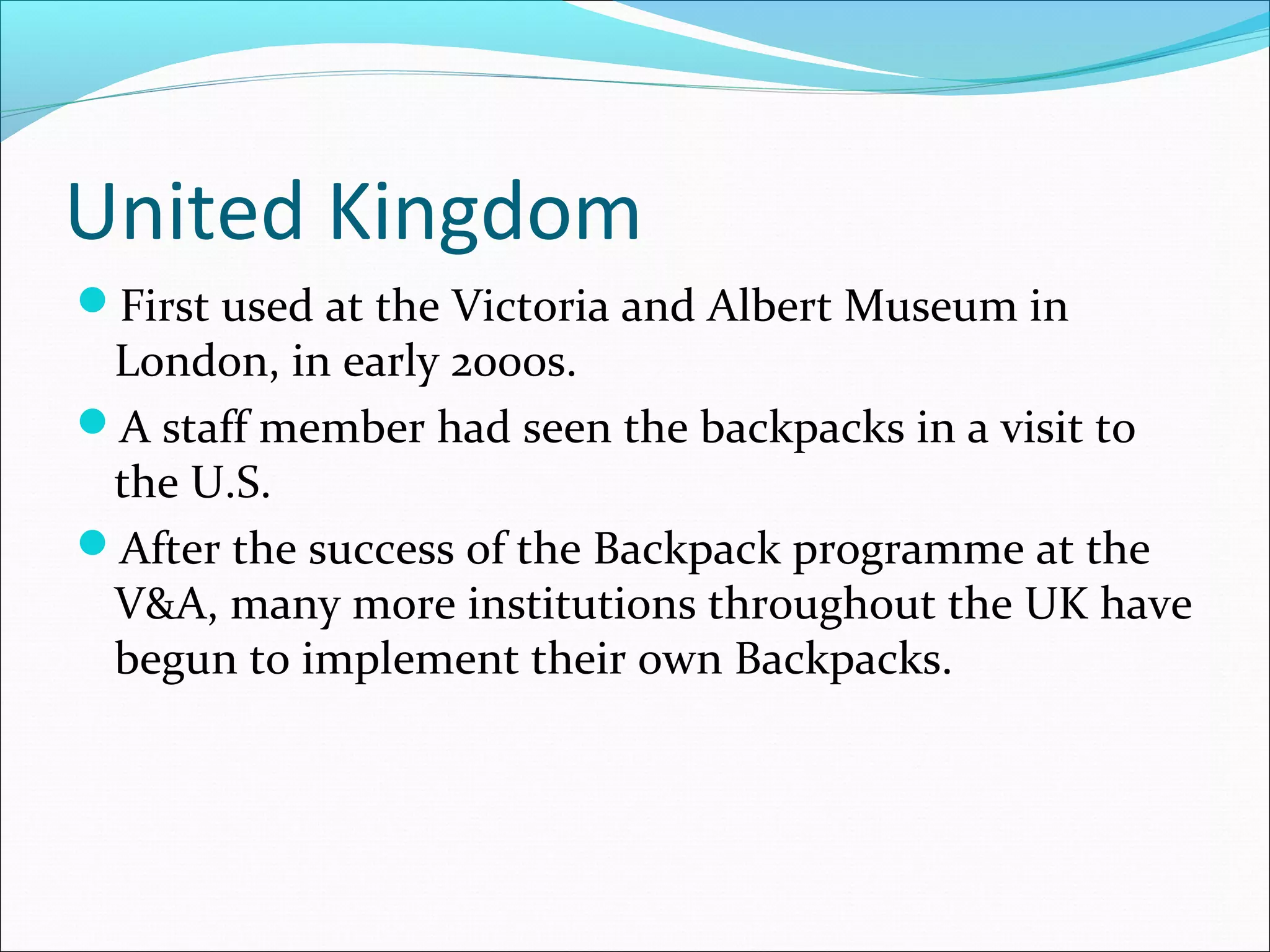 Activity Backpacks for Museums | PPT