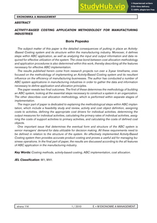 Activity Based Costing | PDF