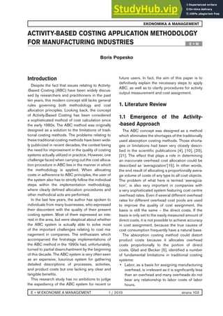 Activity Based Costing | PDF