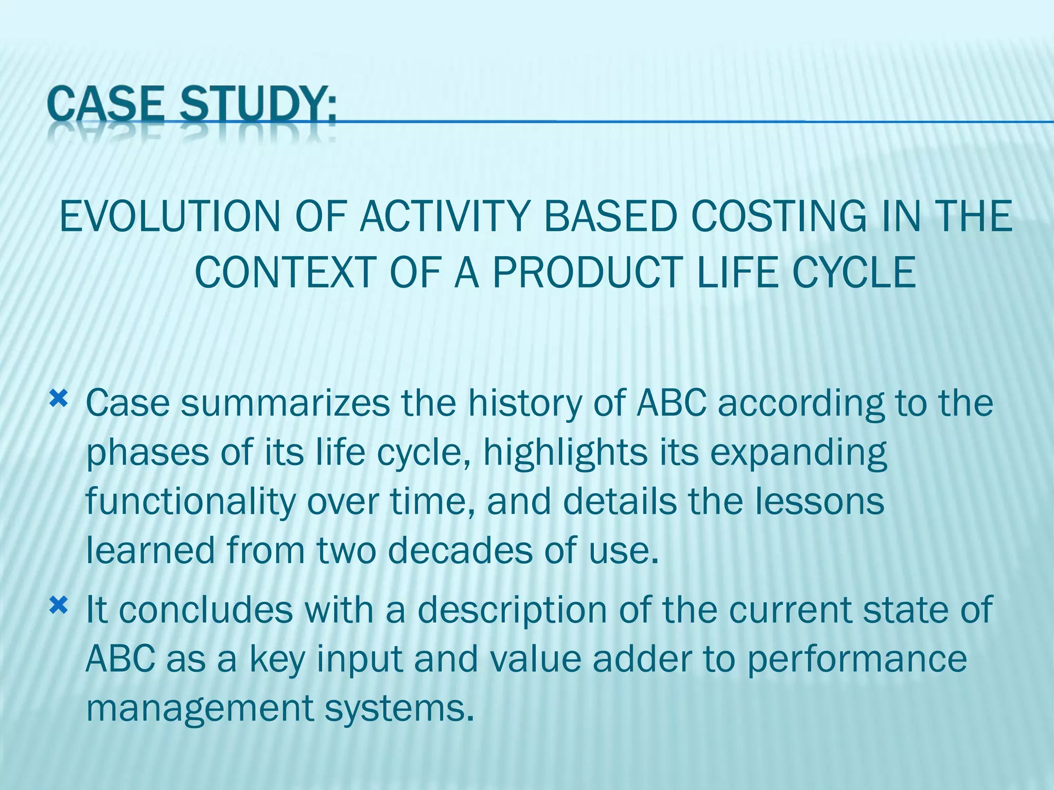 Activity based costing & activity based management | PPT