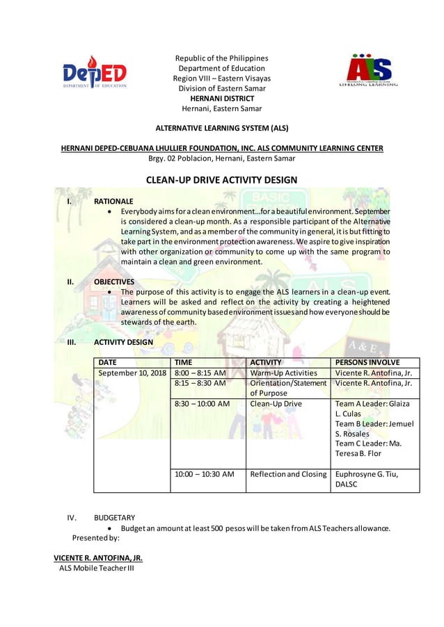 Clean Up Drive Activity Design | DOCX
