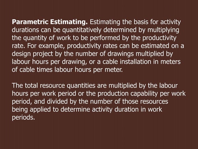 Cert IV Project Management - Activity Duration Estimating (Tools and ...