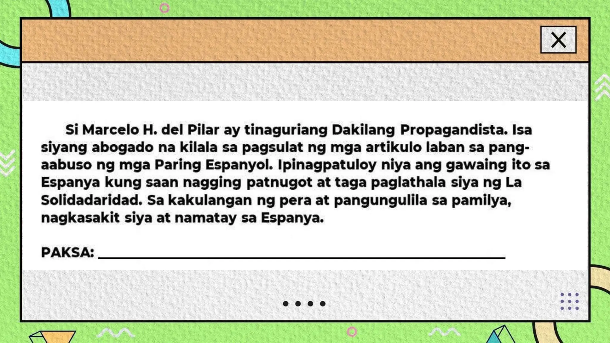 Activity Filipino sa Pilipino Eight pptx | PPTX