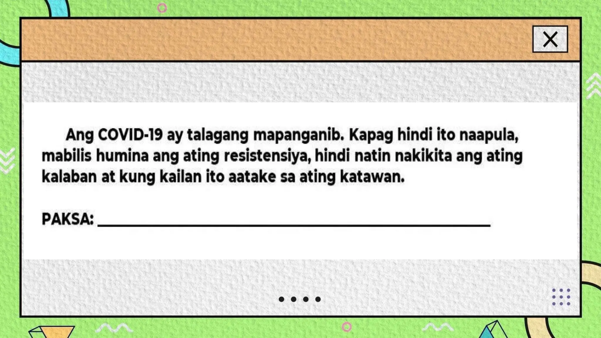Activity Filipino sa Pilipino Eight pptx | PPTX
