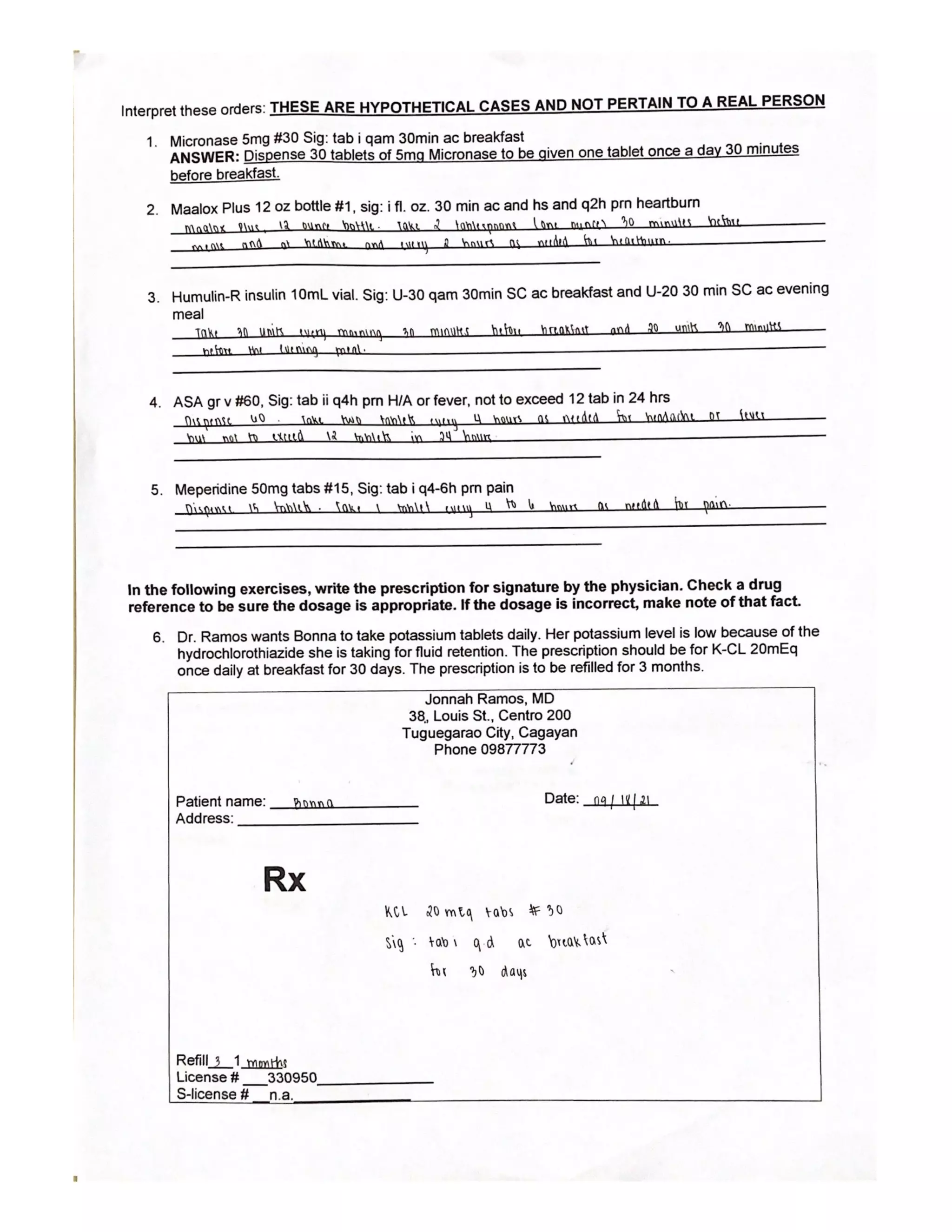 Activity for prescription and prescription writing | PDF