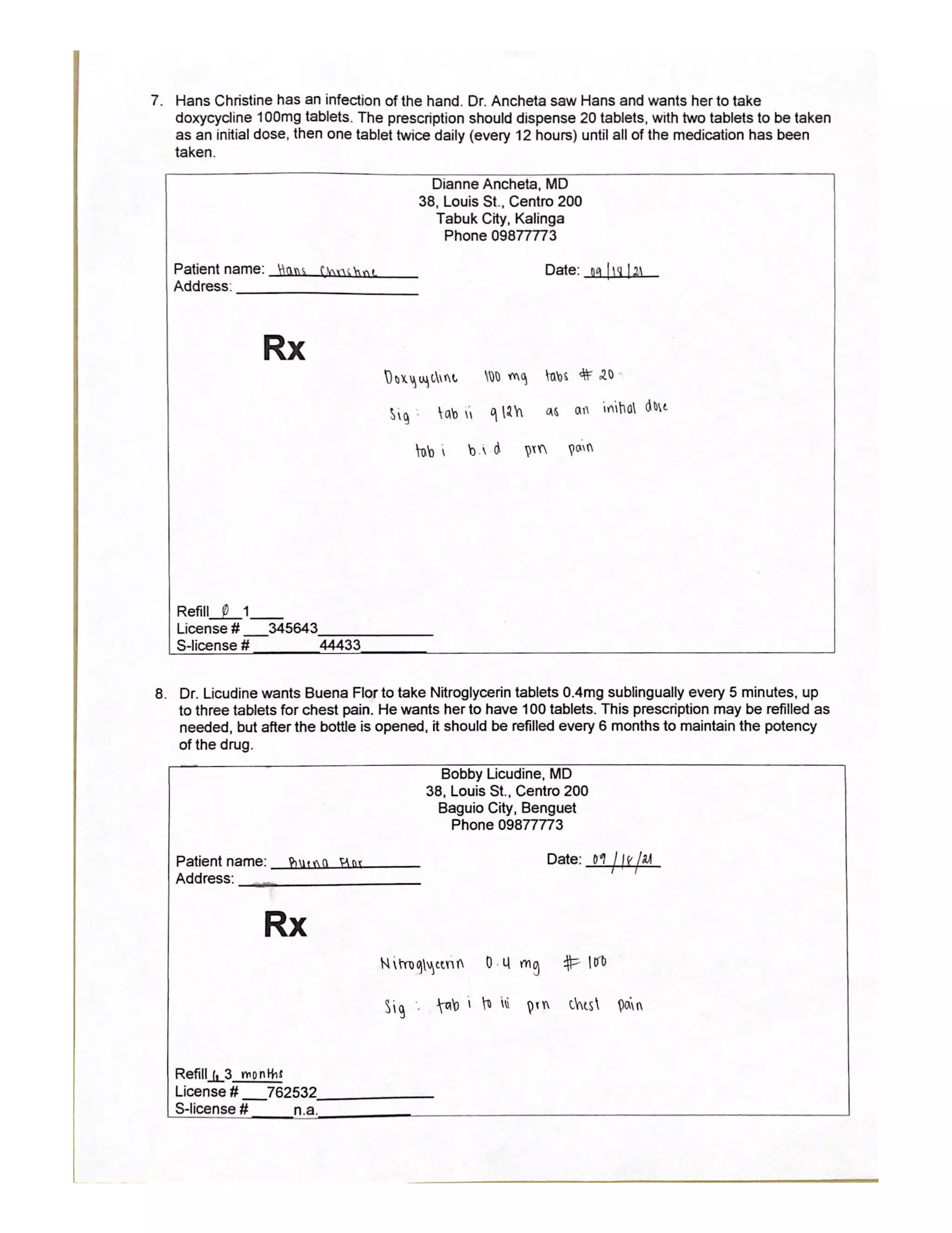 Activity for prescription and prescription writing | PDF