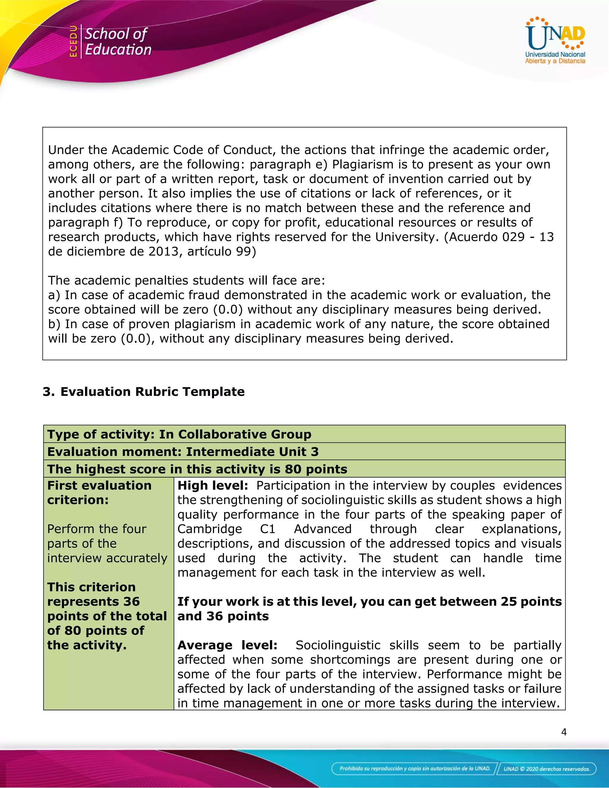 Activity guide and evaluation rubric unit 3 - task 4 - speaking part of ...