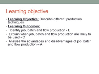 Activity job flow and batch production | PPTX