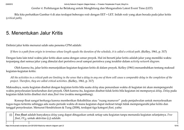 Activity network diagram (bagian kedua) — prosedur penjadwalan proyek blog eris | PPT