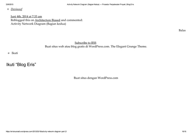 Activity network diagram (bagian kedua) — prosedur penjadwalan proyek blog eris | PPT