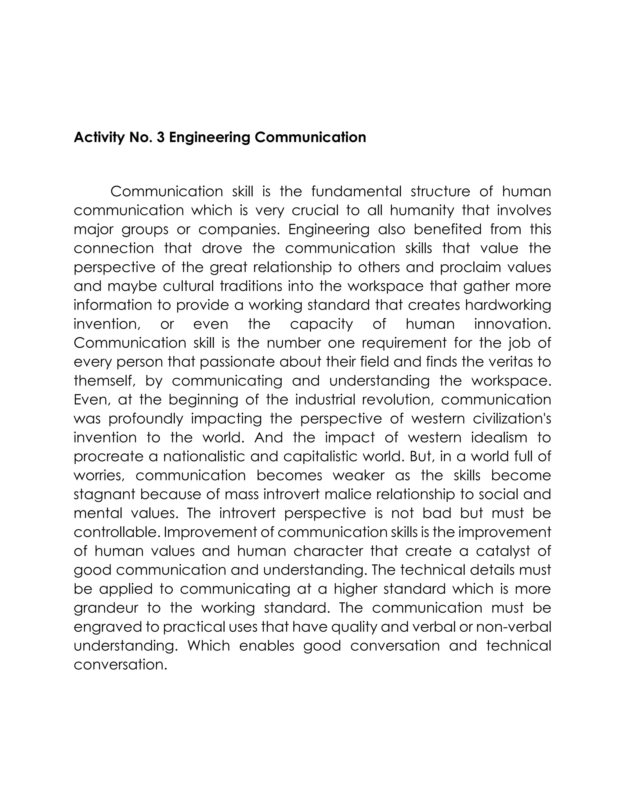 Essay about Engineering Communication | PDF