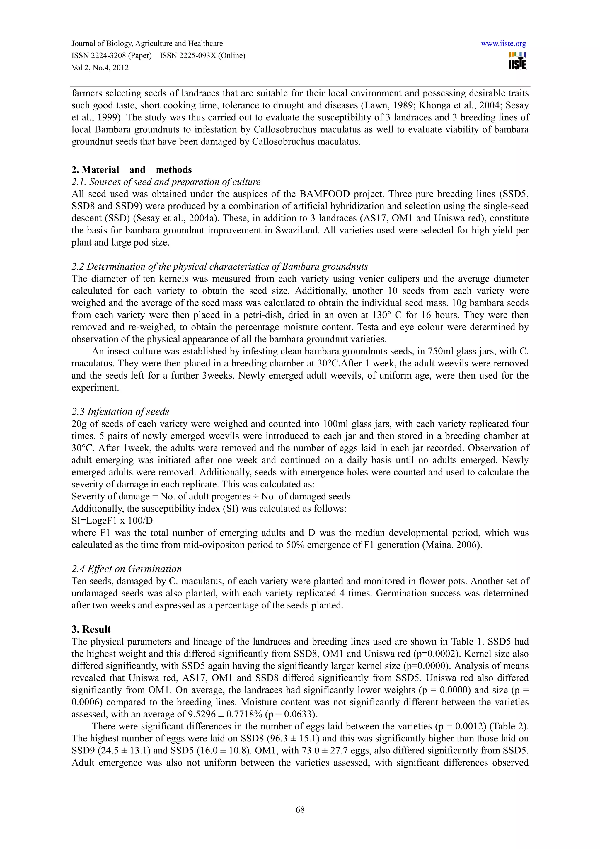 Activity of callosobruchus maculatus (f.) (coleoptera | PDF