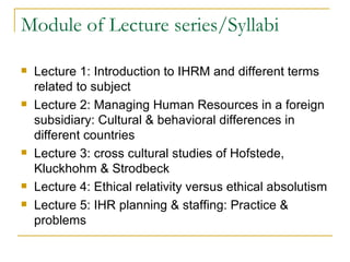 Course Module Of Ihrm Ppt
