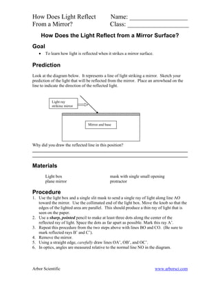 Activity on reflection | PDF | Physics | Science