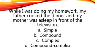 Activity on sentence structure | PPTX