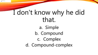 Activity on sentence structure | PPTX