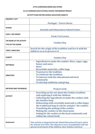 Activity plan cookies day | PDF