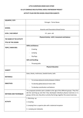 Activity plan. physical education 1 portugal | PDF