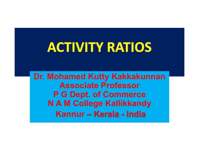 Activity ratios | PPTX | Business Accounting & Finance | Business