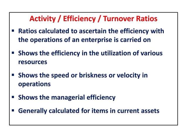 Activity ratios | PPTX | Business Accounting & Finance | Business