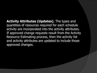 Diploma of Project Management - Activity Resource Estimating (Outputs ...