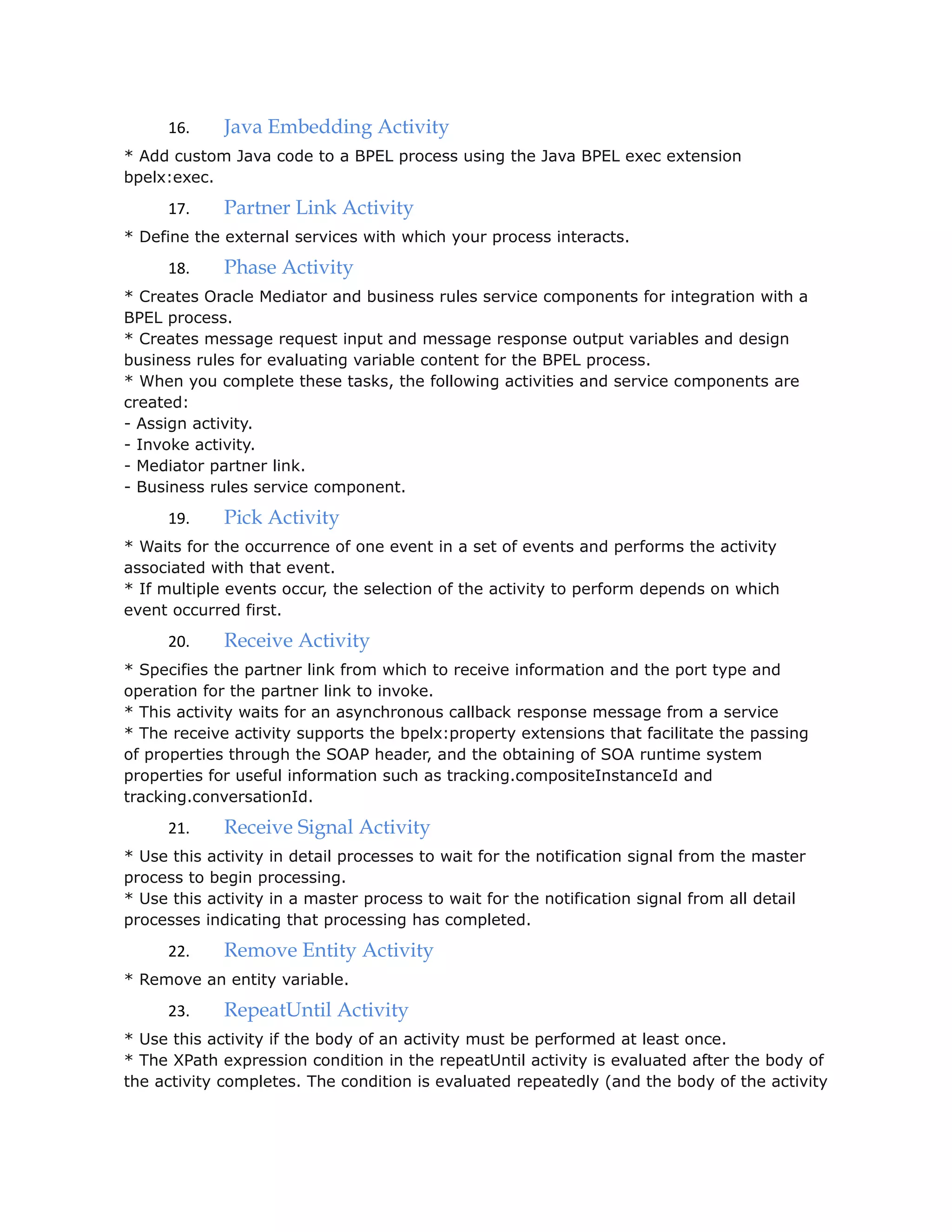 oracle soa Activitys | DOC