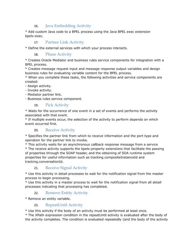 oracle soa Activitys | PDF