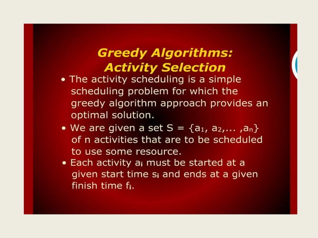 Activity selection problem | PPTX