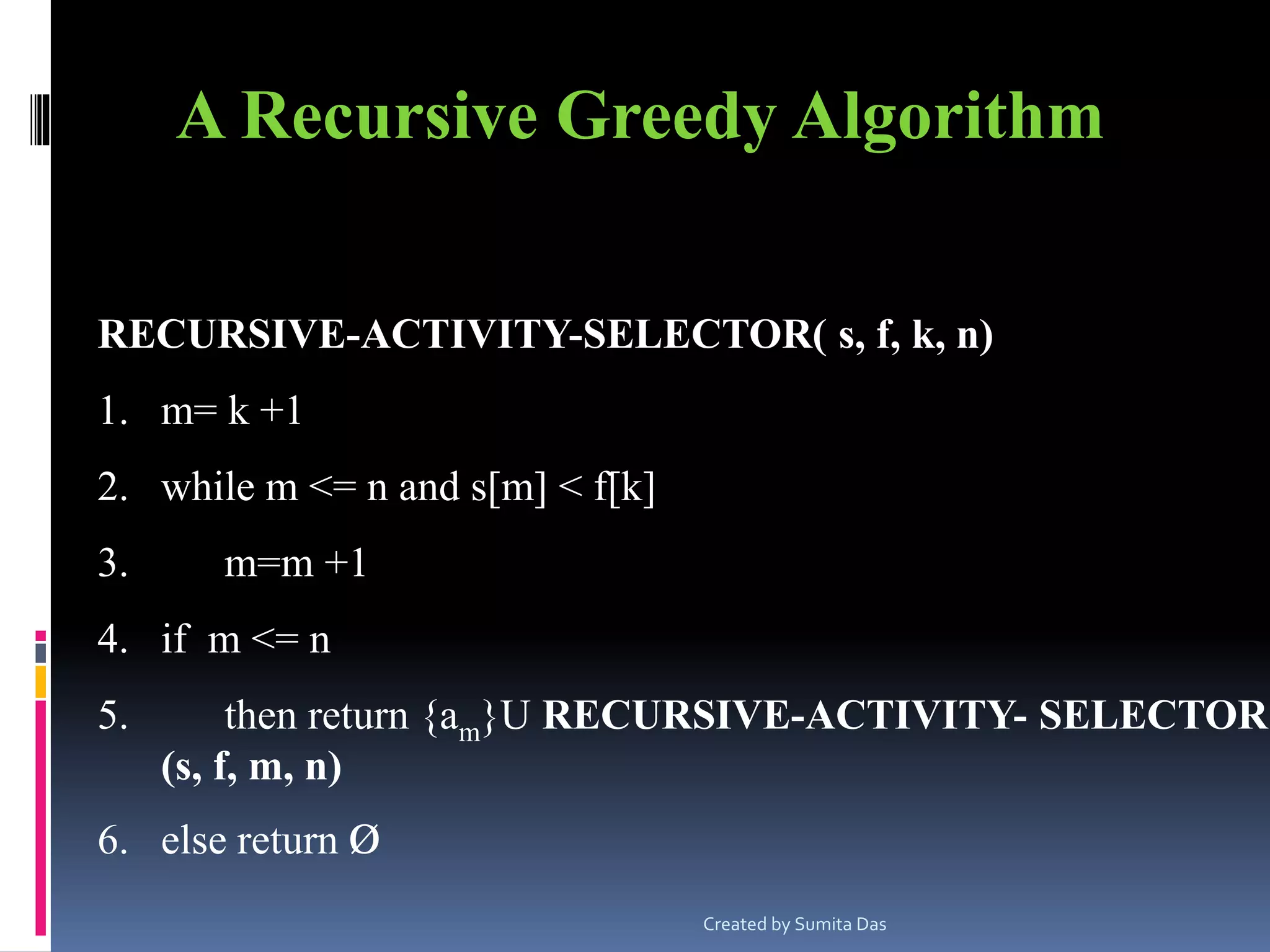 Activity selection problem | PPT